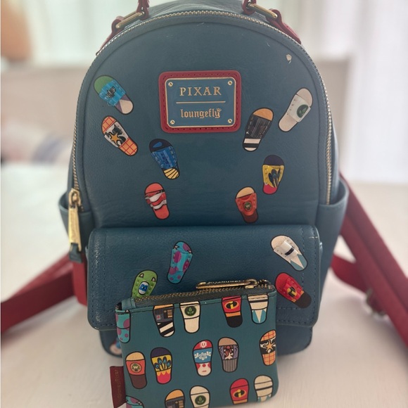 Loungefly | Bags | Loungefly Pixar Teal Backpack And Coin Purse Set ...